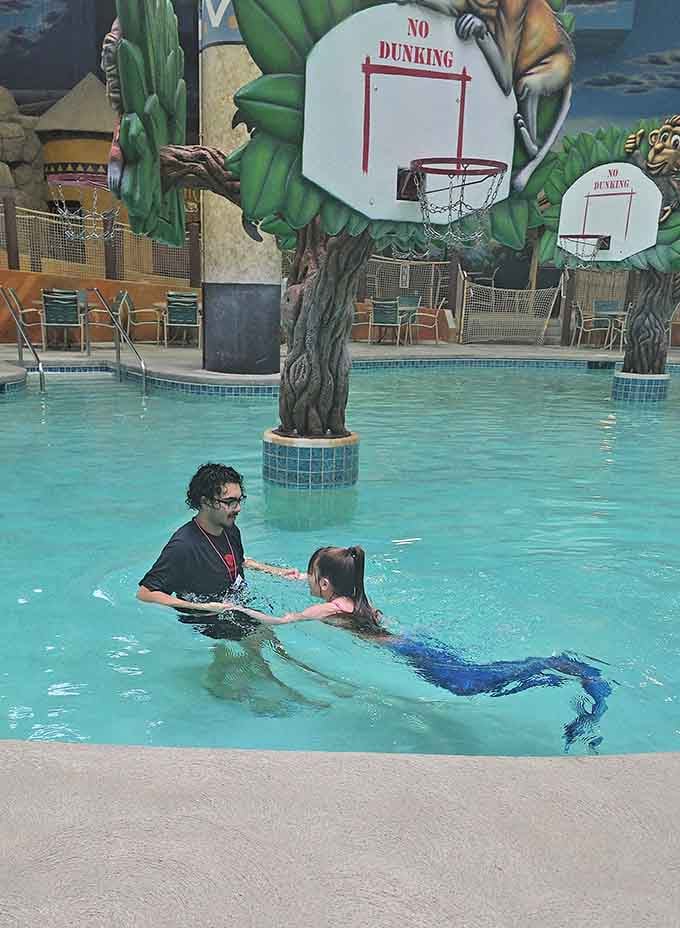 The mermaid experience lets kids live out their underwater fantasies without the whole "breathing water" complication that mermaids face.