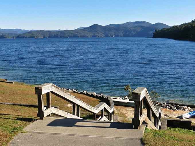 These stairs lead down to paradise, or at least to water so clear it might as well be.