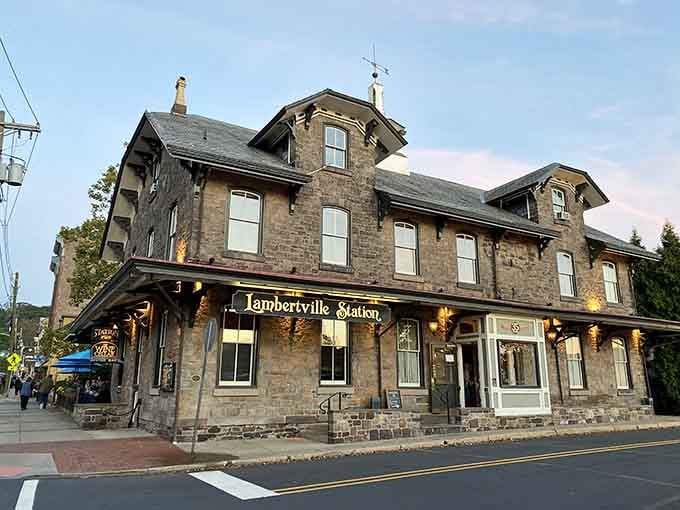 Lambertville Station Restaurant combines historic stone construction with riverside dining that feels timelessly elegant and inviting.