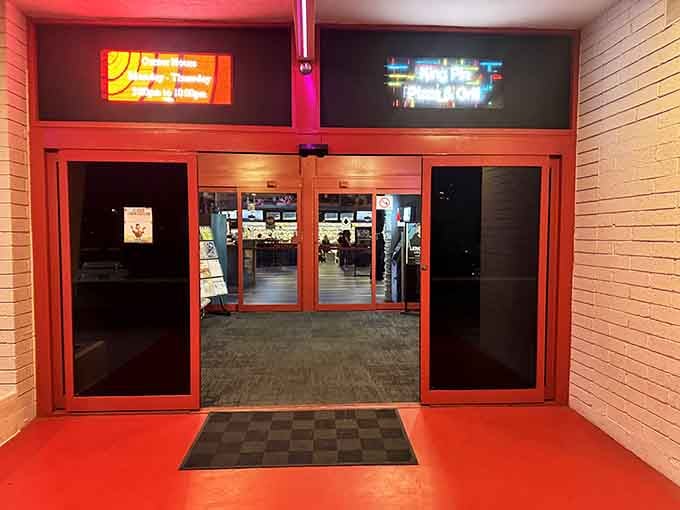 That entrance welcomes you with bold red doors, practically begging you to come inside and play.