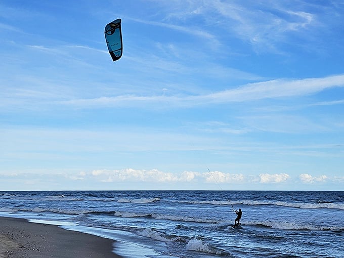 Kitesurfing here looks like someone decided regular surfing wasn't challenging enough and added flying to it.