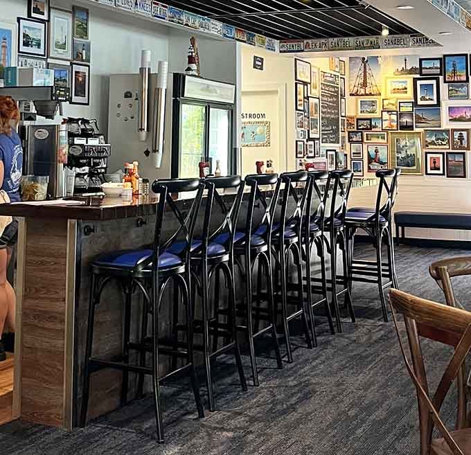 The bar area provides front-row seats to breakfast magic happening right before your very eyes.