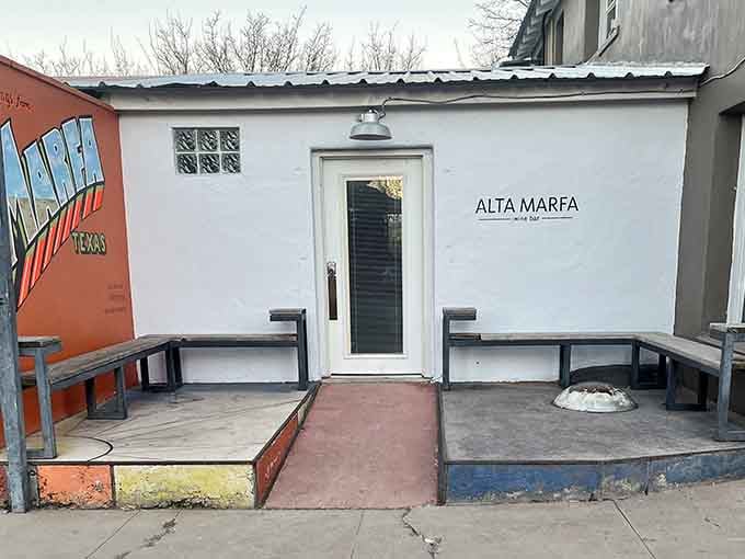 Alta Marfa's clean lines and welcoming entrance promise wine and culinary adventures worth every mile you drove.