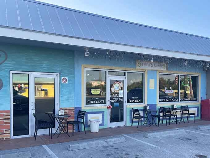 Sweet treats taste even better when purchased from a shop painted in cheerful shades of Caribbean blue.