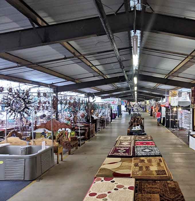 Indoor aisles stretch as far as the eye can see, filled with treasures waiting to become your next impulse purchase.