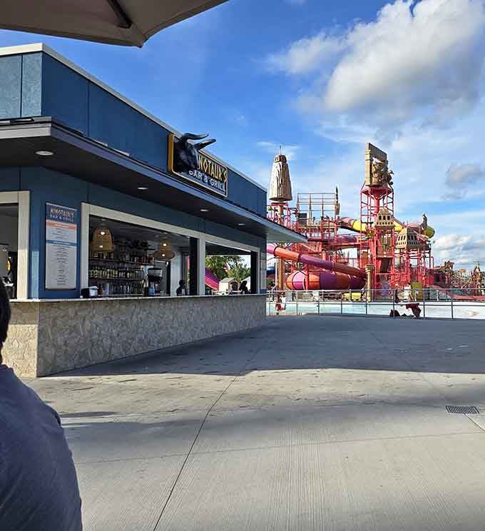 Poolside dining means never choosing between food and fun, because adults deserve to have it all sometimes.