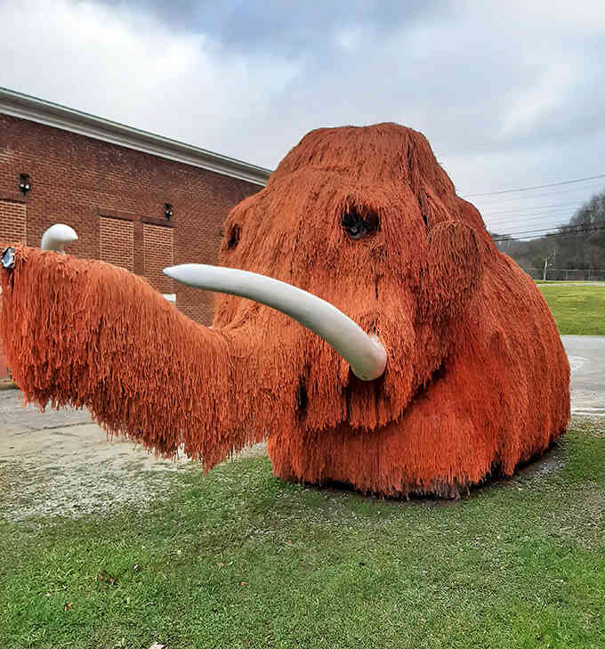 This shaggy mammoth sculpture outside greets visitors with more charm than most museum docents could ever muster indoors.