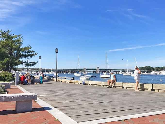 The Waterfront Promenade invites leisurely strolls along the Merrimack, where sailboats bob and New England coastal life feels absolutely perfect.