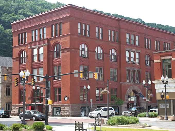 The National Transit Building's impressive brick architecture proves Oil City's industrial heritage built things to last through generations.
