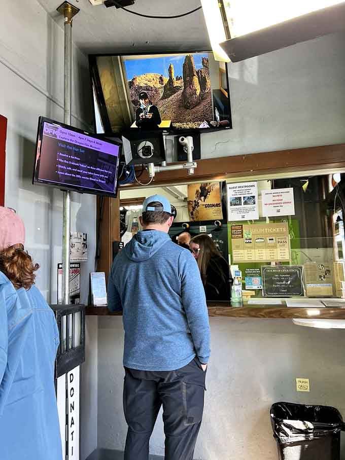 The ticket window where your adventure begins, no bail required and significantly more fun than actual jail admission.