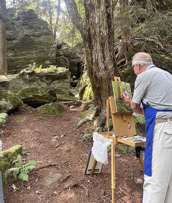 Artists find endless inspiration here, setting up easels to capture geological beauty that photographs simply cannot fully convey.