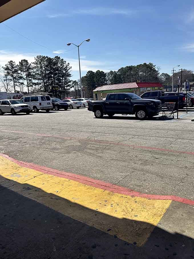 A packed parking lot tells you everything you need to know about this place's popularity among locals.