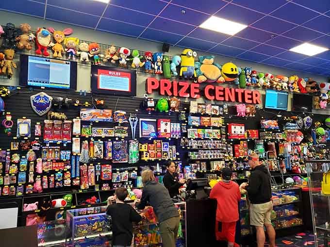 The prize center overflows with treasures, turning your hard-earned tickets into tangible childhood victories.