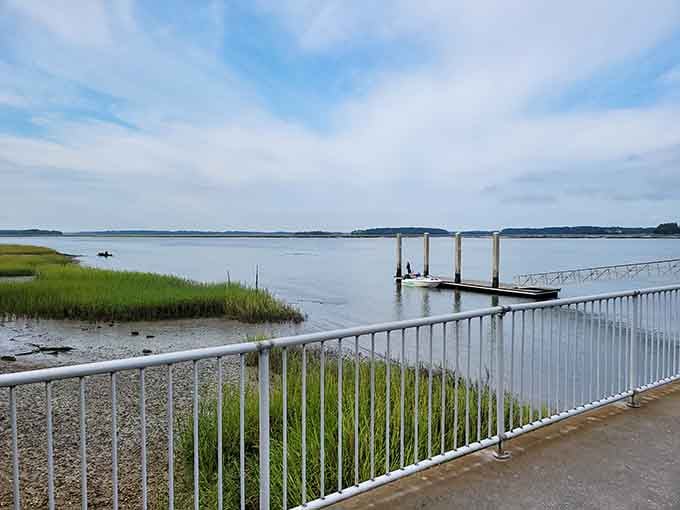 The dock stretches toward endless water views, inviting contemplation and maybe a few deep breaths of salt air.