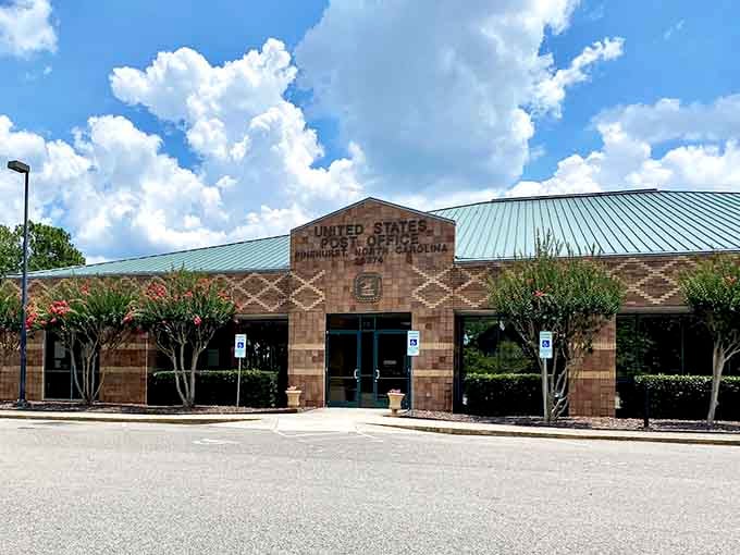 The Post Office maintains that classic small-town charm where mailing letters still feels like a community experience somehow.