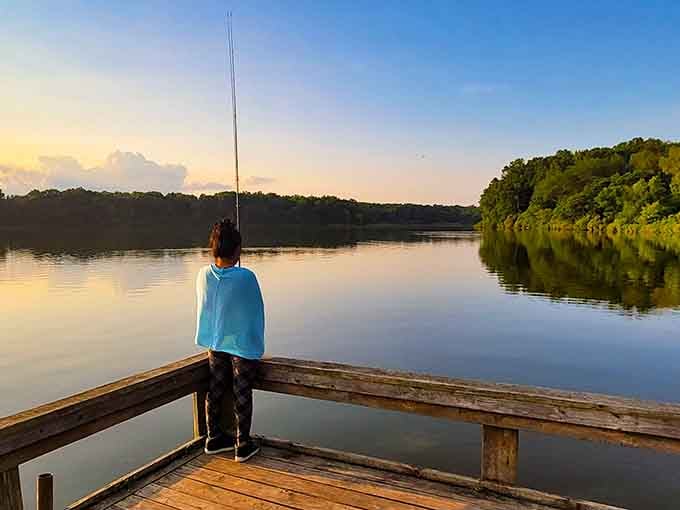 Early morning fishing on a lake is meditation with the possibility of catching dinner as a bonus.