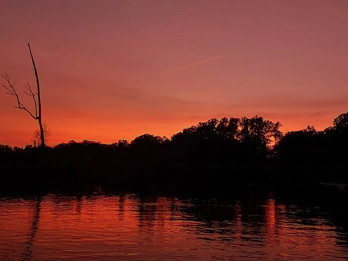 Sunsets painting the creek in colors that make you forget every complaint you had today.