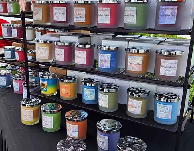 Handmade candles in every scent imaginable, because ambiance matters even at flea markets.