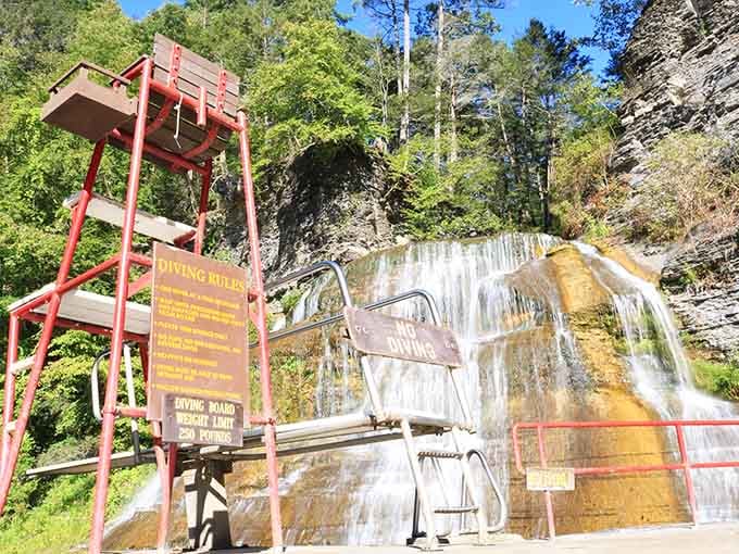 The lifeguard stand overlooks the swimming area, where cold creek water provides summer refreshment that no air conditioner could ever match.