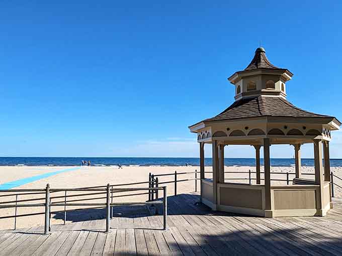 Ontario Beach's gazebo overlooks Lake Ontario, proving waterfront living exists beyond the Hamptons' price range.