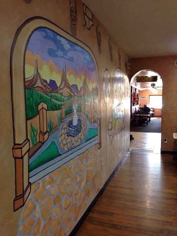 Hand-painted murals add Southwest charm to the walls, making you feel like you're dining in someone's beloved home.