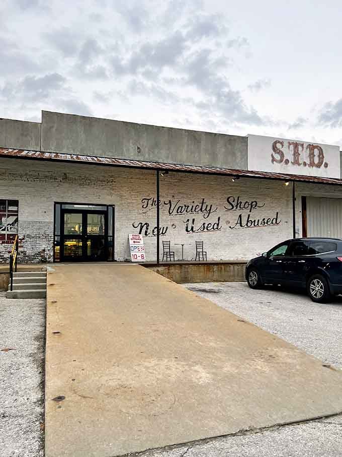 The Variety Shop entrance welcomes you to a world where "new, used, and abused" all find their second chances.