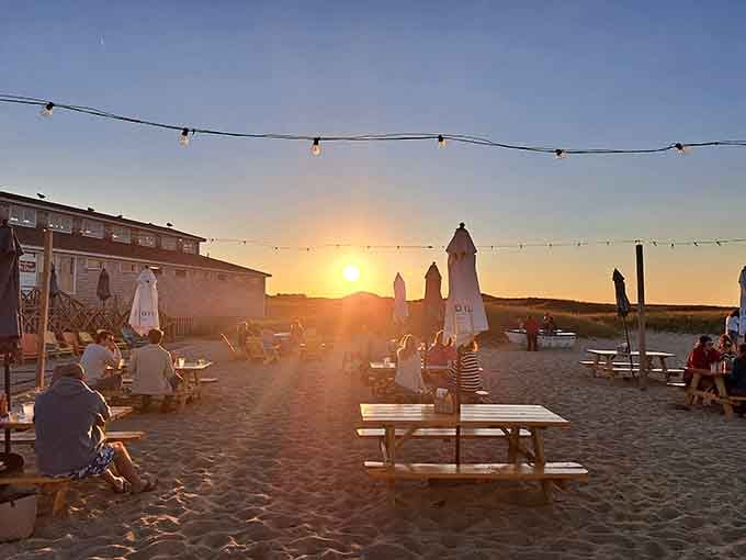 Beach seating at sunset where the free entertainment rivals anything you'd pay admission to see anywhere else.