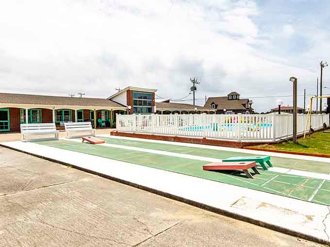 Shuffleboard courts and pool area prove this place understands that simple pleasures never go out of style, ever.