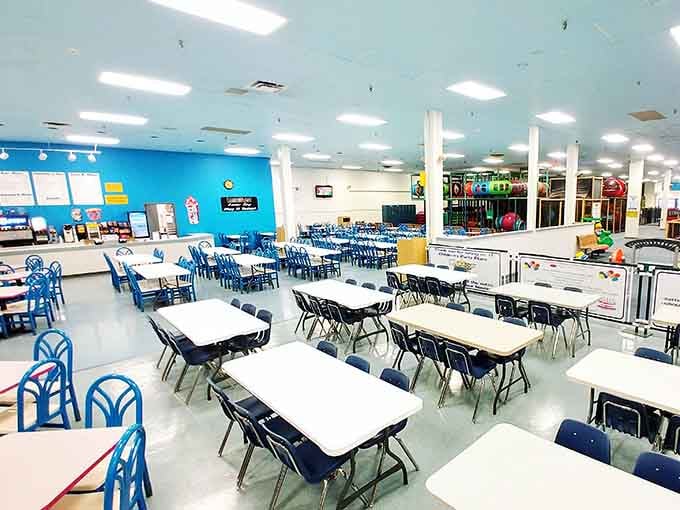 Spacious seating areas mean you can actually sit down and relax while your kids explore every corner.