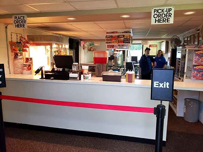 Inside the concession stand, friendly staff serve up classic movie snacks at prices that won't require a bank loan.