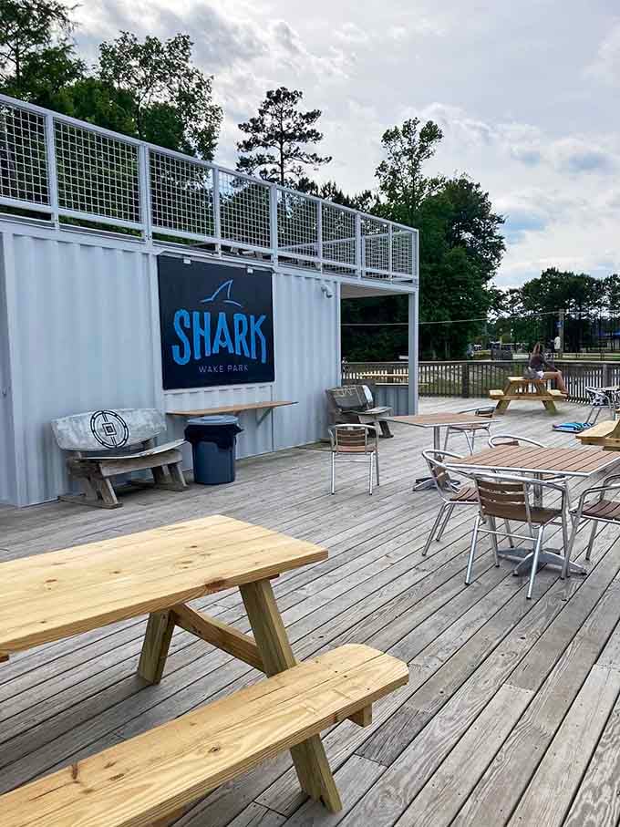 The deck area offers the perfect spot to refuel, rehydrate, and reconsider your next attempt.