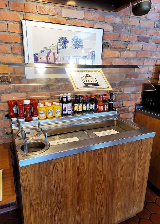 The condiment station with its array of sauces means you can customize your meal exactly how you like it.