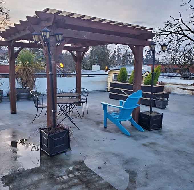 Even winter can't stop the outdoor seating from being the perfect spot to enjoy exceptional coffee.