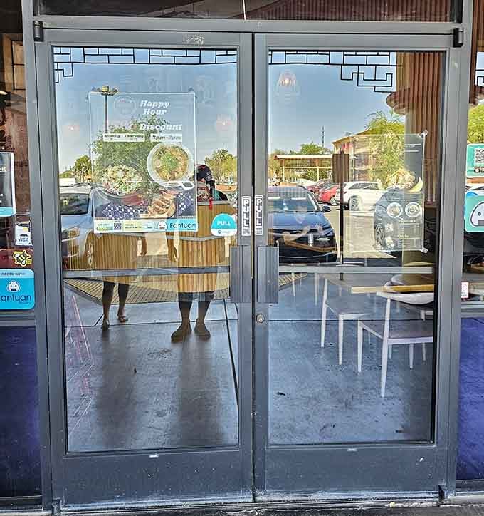 The entrance to your next great meal adventure, where technology and tradition shake hands over noodles.