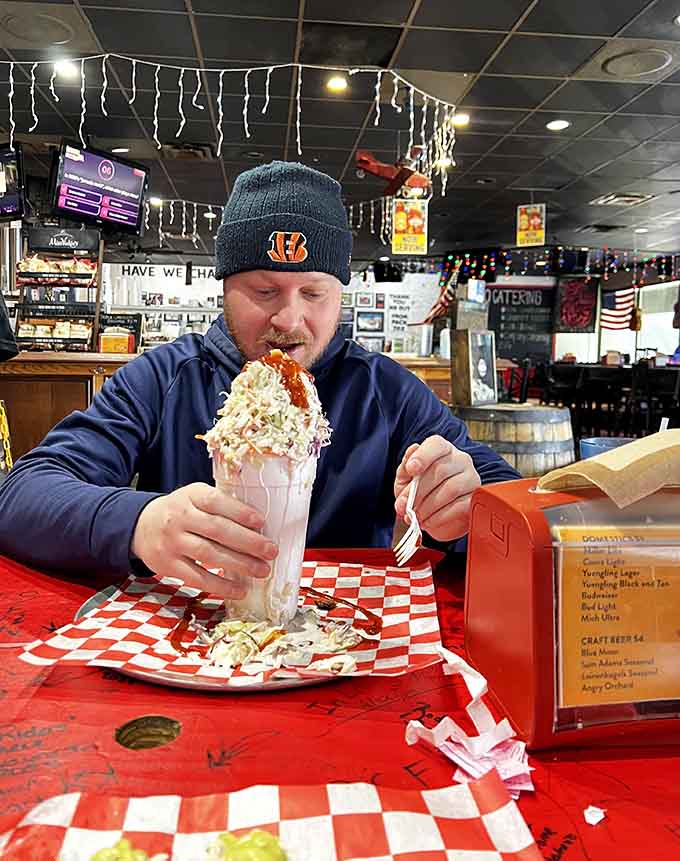 That Bengals beanie and towering burrito prove Cincinnati knows how to do barbecue right too.