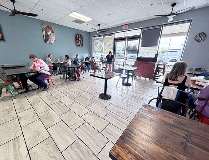 Real people enjoying real food in a real neighborhood spot that's become their go-to for authentic Mexican cuisine.