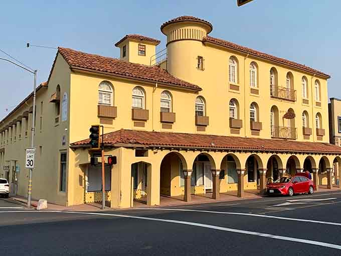 The Sonora Inn's Spanish Colonial architecture adds Mediterranean flair to this Gold Rush town's eclectic streetscape.