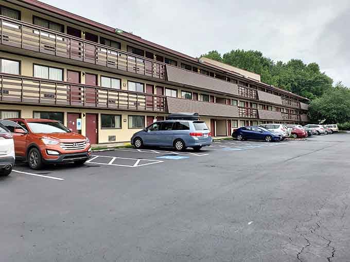Red Roof accommodations offer weary travelers a comfortable place to rest without the fuss or pretension of fancier establishments nearby.