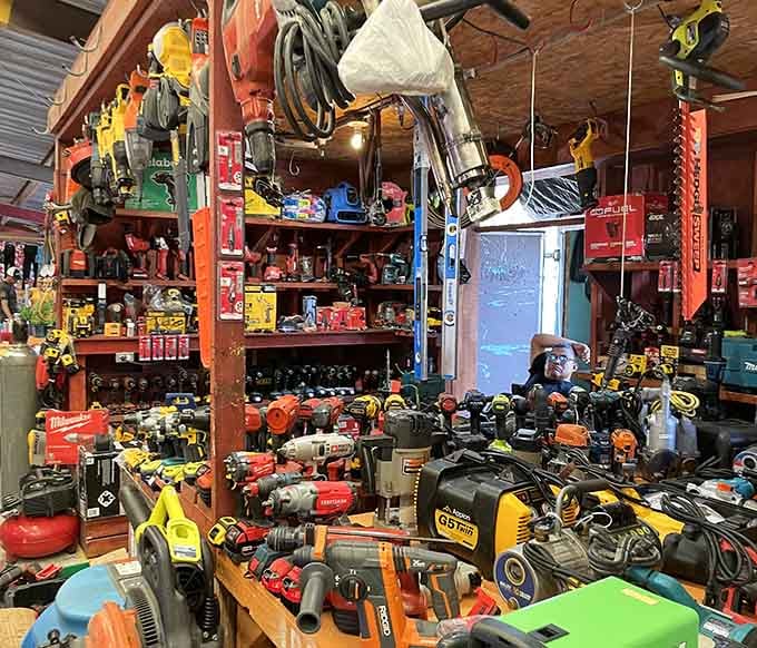 Power tools cluster together like a hardware store dream, offering DIY enthusiasts everything needed to build their next masterpiece.