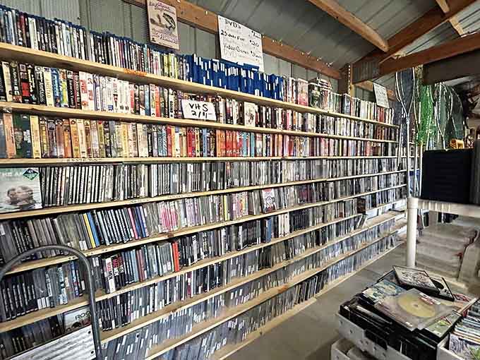 A DVD and VHS wall that could rival Blockbuster's glory days, for those who miss physical media collections.