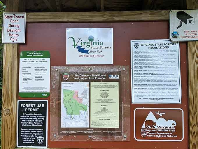 The information board shares important details about this protected natural area and its unique ecosystem.