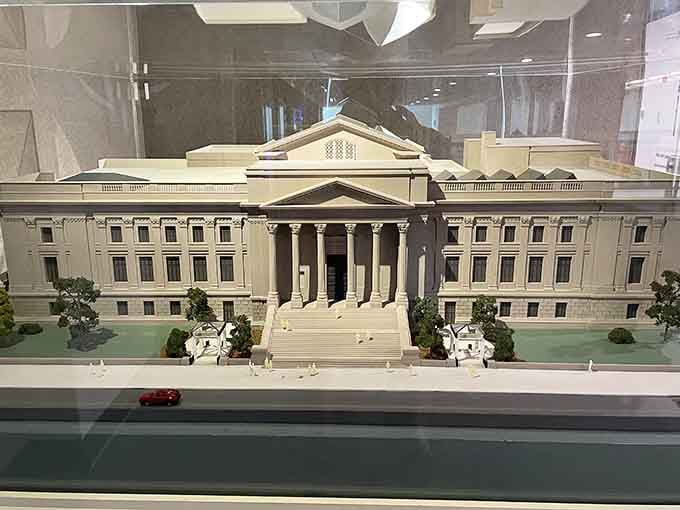 A miniature Franklin Institute proving that even the building itself deserves its own tiny architectural tribute display.