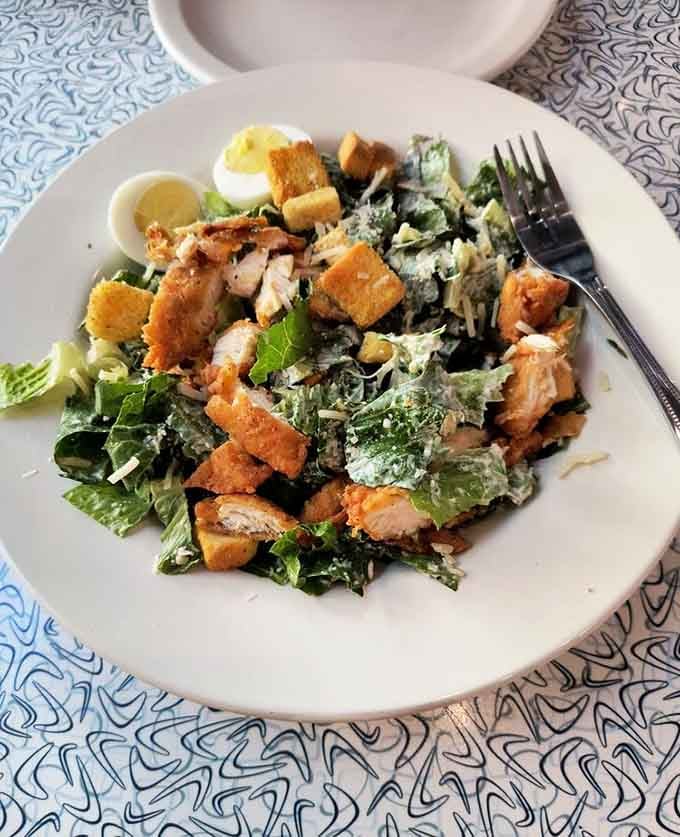 Fresh greens, grilled chicken, and a hard-boiled egg create a salad substantial enough to actually satisfy your hunger.