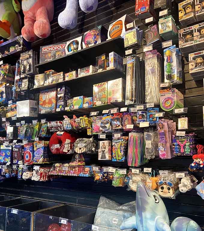 Prize shelves stocked with treasures ranging from plush toys to retro games, all waiting for ticket-rich winners.