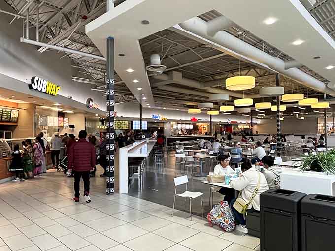 The food court offers refueling options that won't undo all the money you just saved shopping.