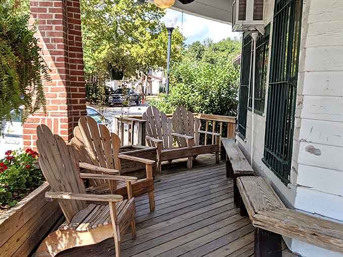 The front porch beckons you to sit, relax, and pretend you're in a simpler, sweeter time.