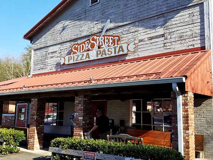 Sidestreet Pizza & Pasta occupies a weathered building that adds character to every slice and strand of pasta served.