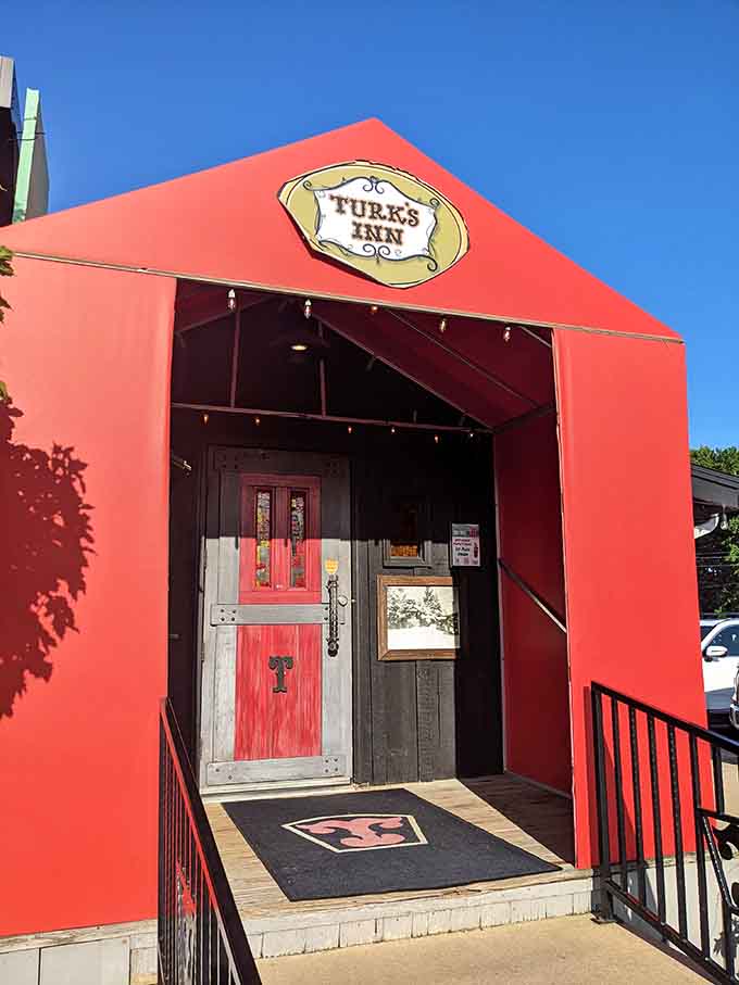 The bright entrance welcomes you in, promising good times and even better food waiting just inside.