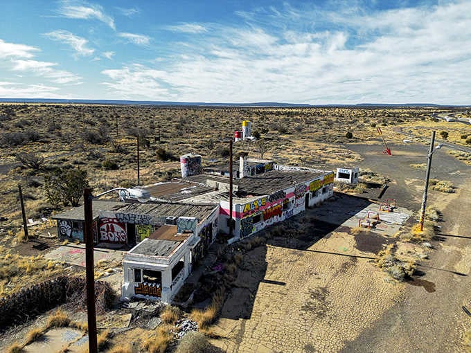 From above, you can see the full scope of what was once Arizona's roadside hospitality.