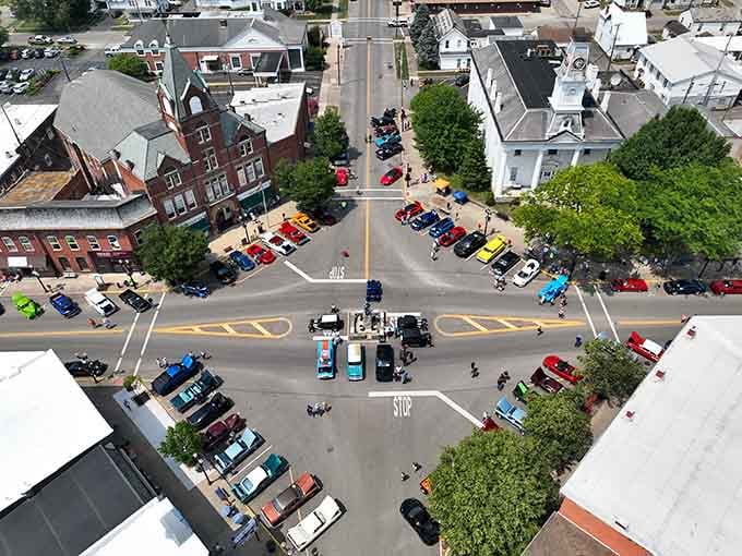 From above, the opera house anchors downtown like a cultural cornerstone that refuses to be forgotten completely.